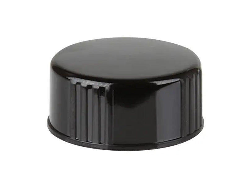 24-400 Black Phenolic Ribbed PE Cone Lined Cap – Richards Packaging